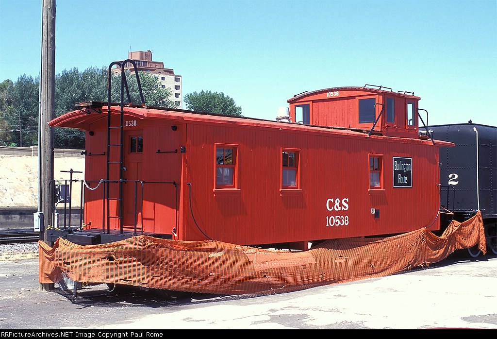 C&S 10538, 3-Window Wood Sided Caboose, being restored sits